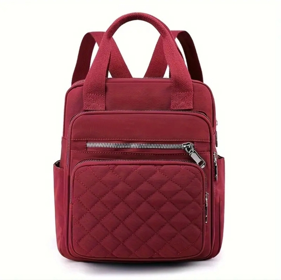 Bags | New Burgandy Quilted Backpack | Poshmark